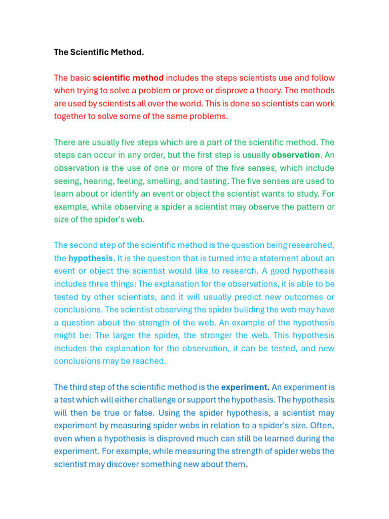 The Scientific Method - Reading | PDF | Experiment | Scientific Method