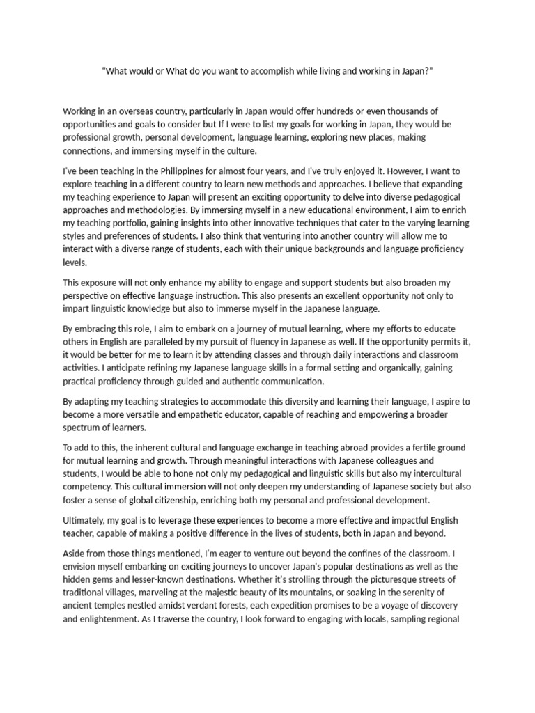 500-Word Essay Answering 'What Would or What Do You Want To Accomplish ...