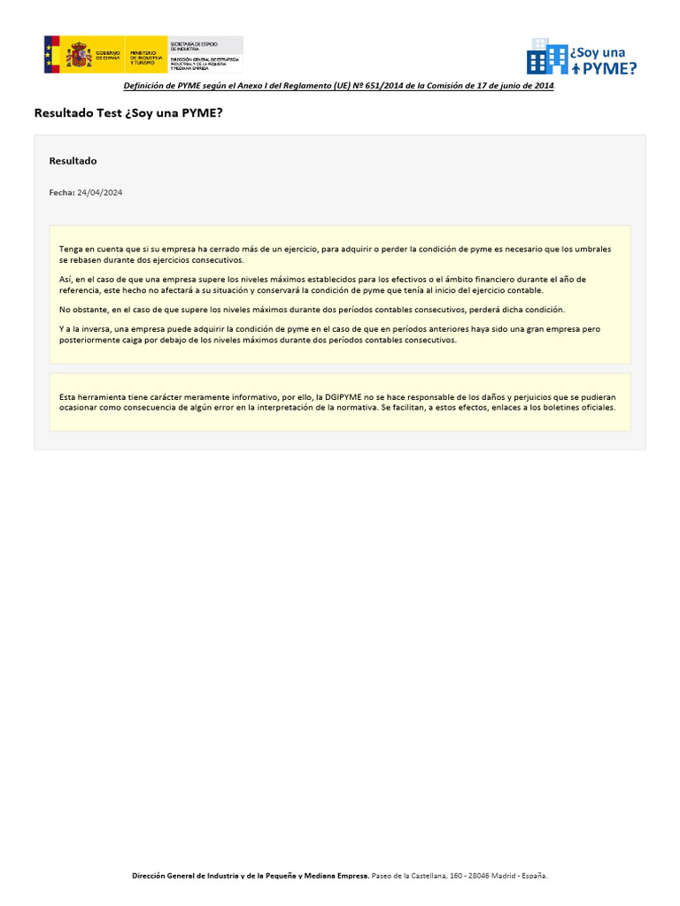 Resultados Soy Una PYME | PDF