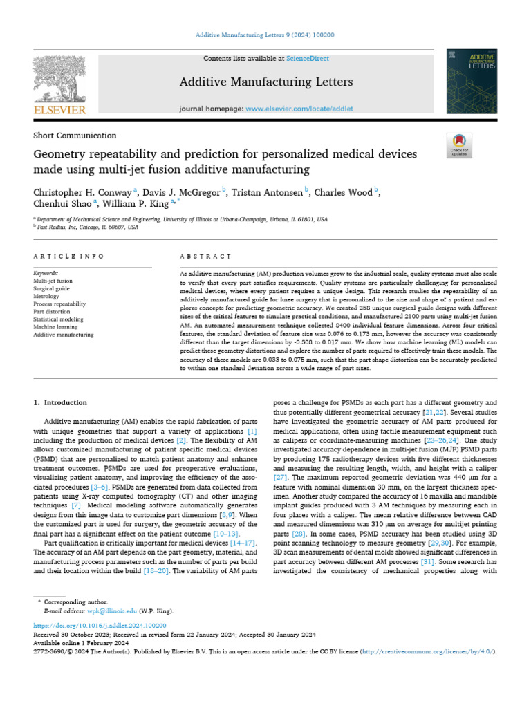 Geometry Repeatability and Prediction for Personalized Medical Devices Made Using Multi-jet ...