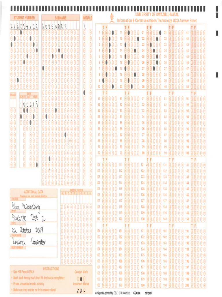 MCQ Sheet Example | PDF