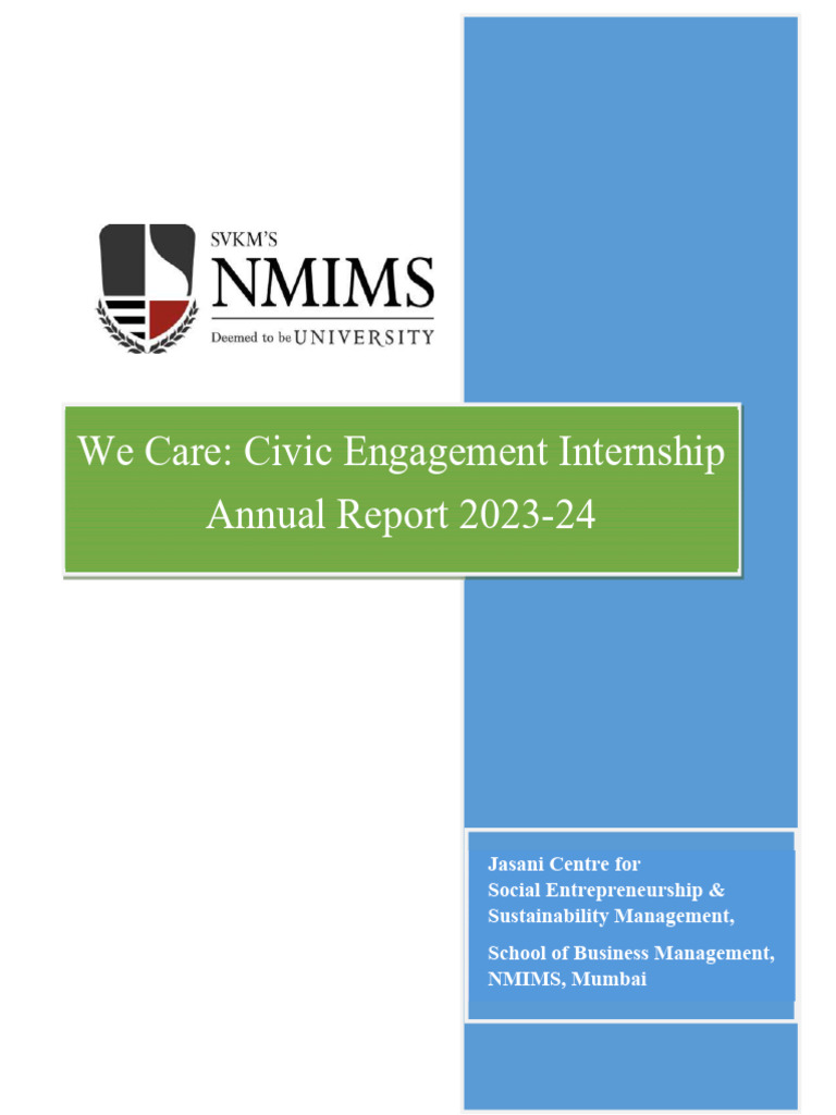 We Care Civic Engagement Internship Annual Report 2023 24 | PDF | Mentorship | Civic Engagement