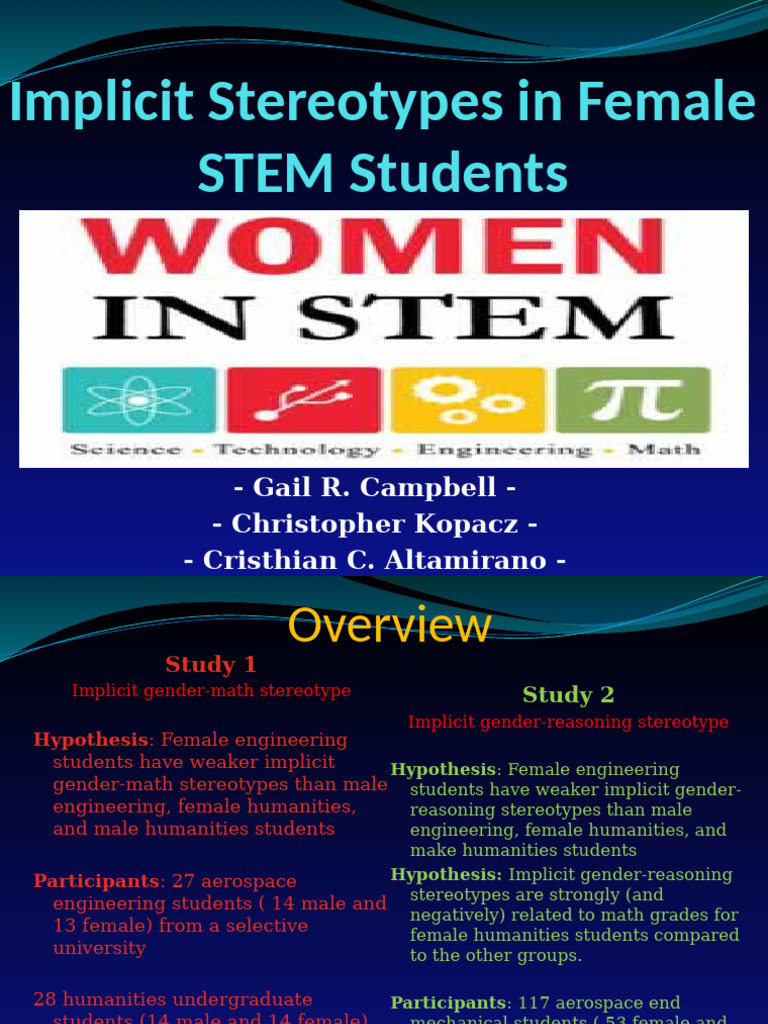 Implicit Stereotypes in Female STEM Students | PDF | Stereotypes ...