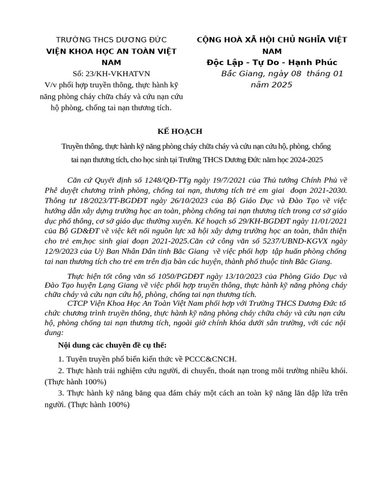 KH Ren Ky Nang Song Trư NG THCS Dương Đ C | PDF