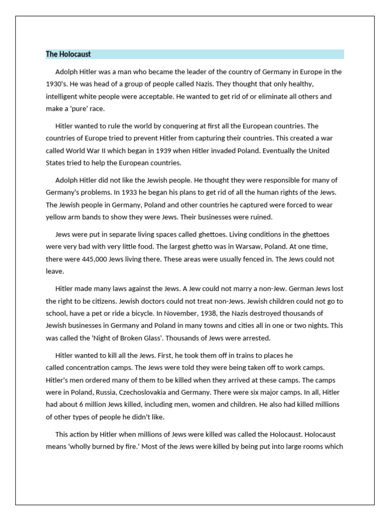 Understanding the Holocaust: Key Facts | PDF | Nazi Germany | The Holocaust