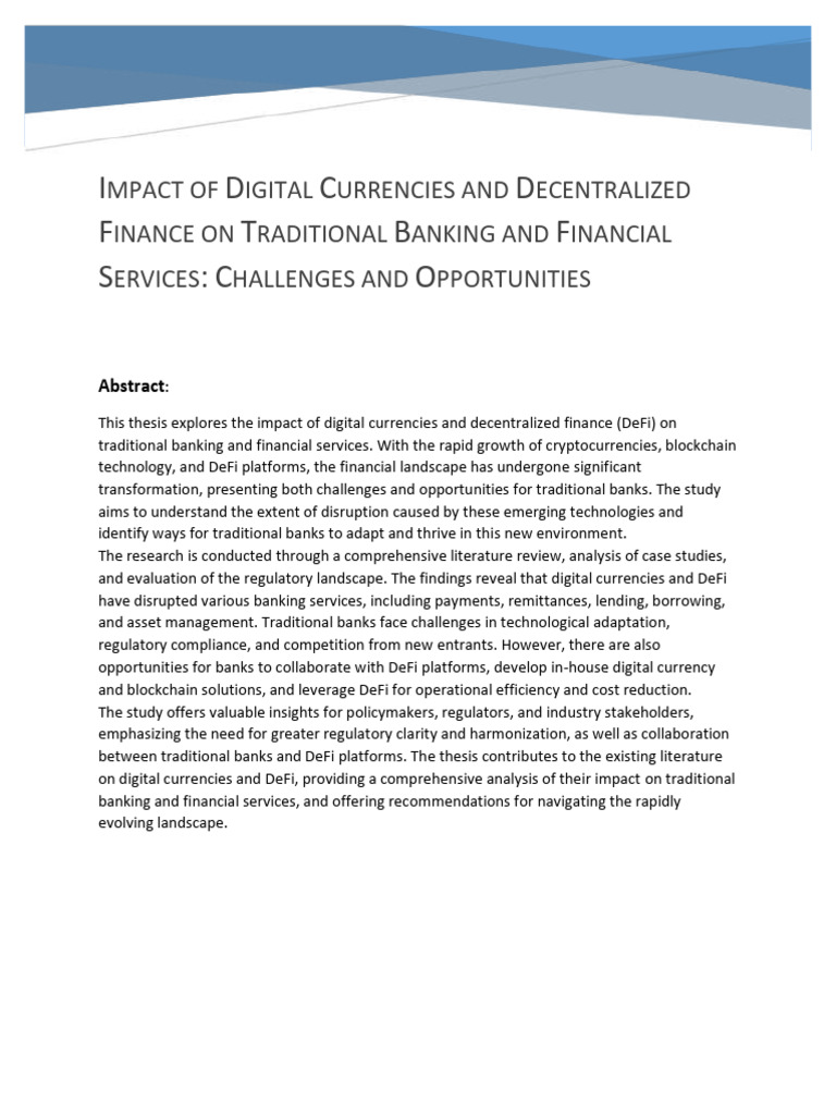The Impact of Digital Currencies and Decentralized Finance on ...