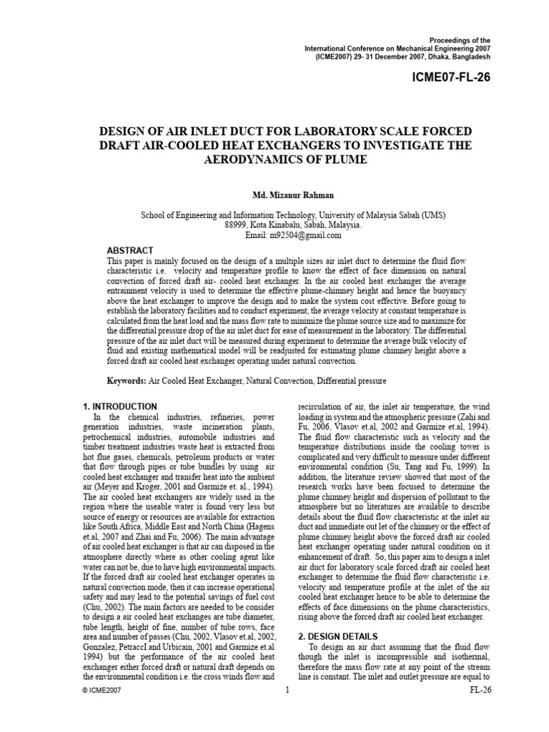 Design of Air Inlet Ductfor Laboratory | PDF | Reynolds Number | Fluid ...