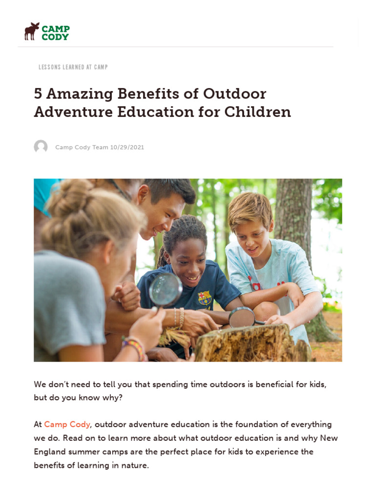 5 Amazing Benefits of Outdoor Adventure Education For Children - Camp ...