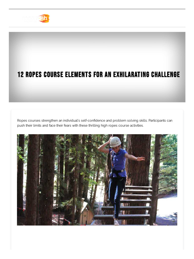 12 Ropes Course Elements For An Exhilarating Challenge | PDF