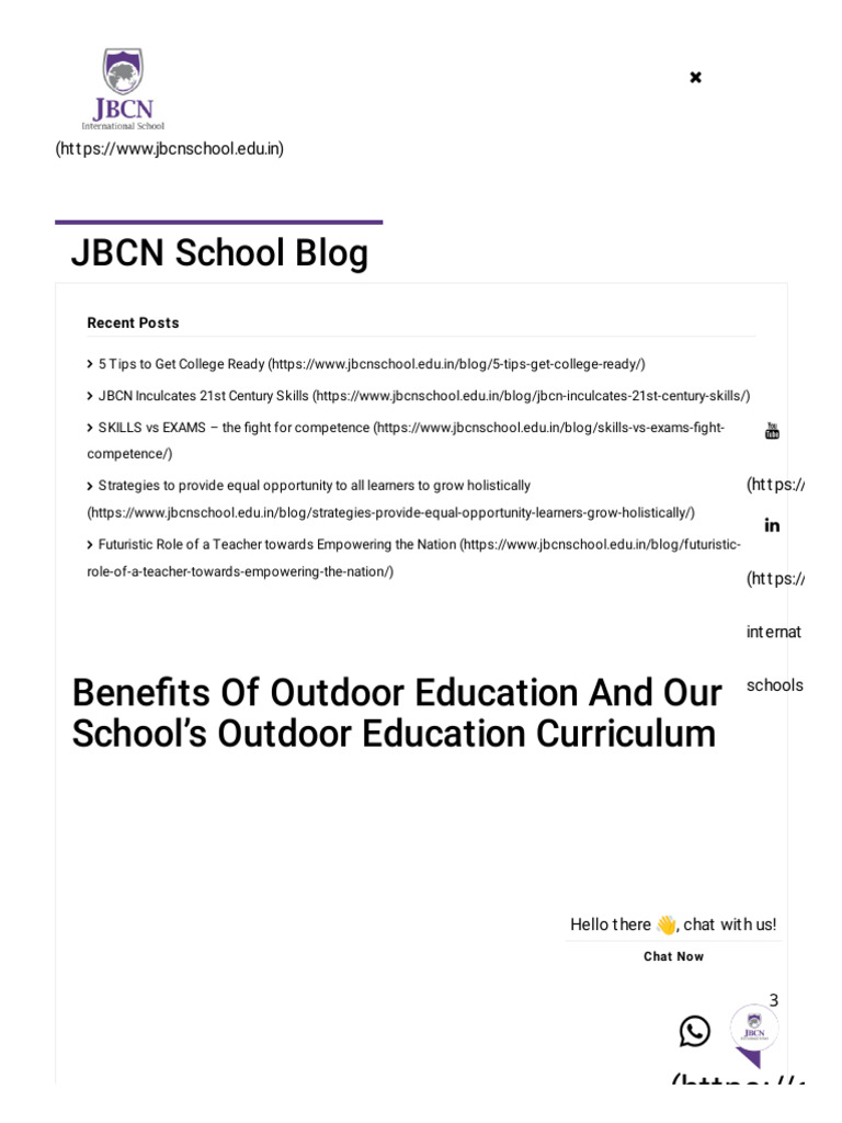 Top 10 Benefits of Outdoor Education - JBCN Education | PDF ...