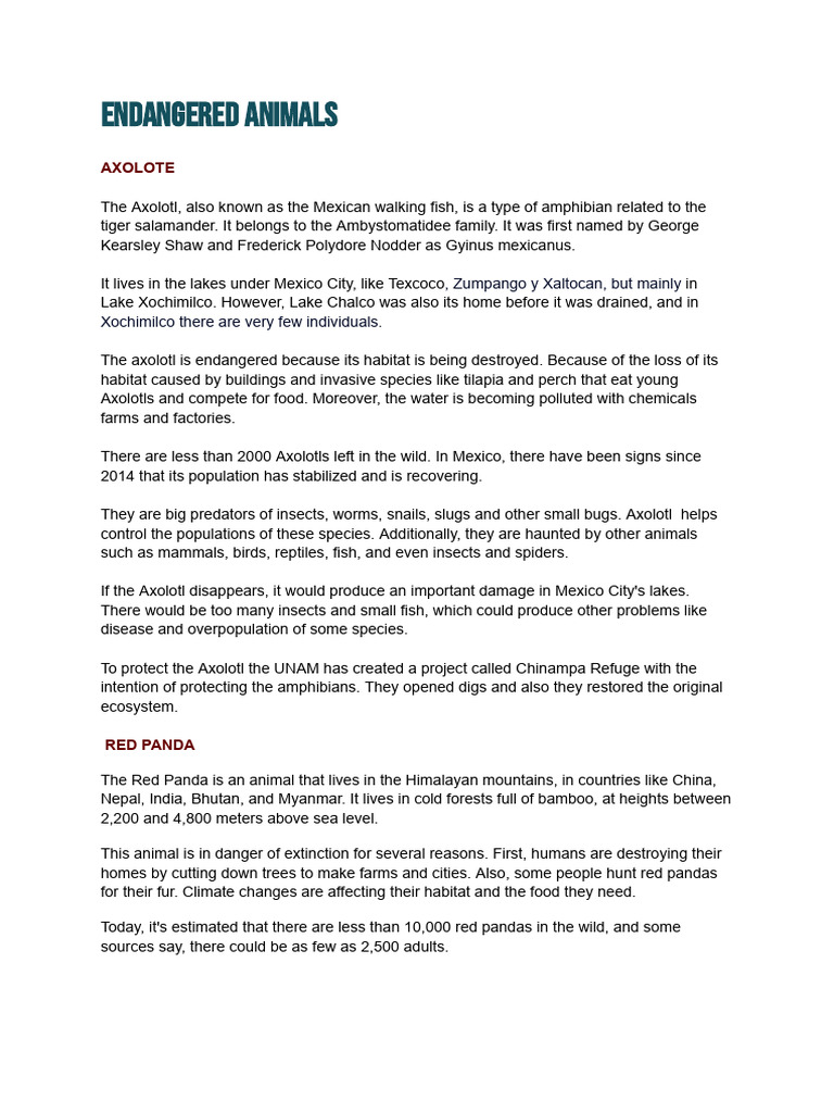 Poster About Endangered Animals | PDF | Natural Environment | Ecology