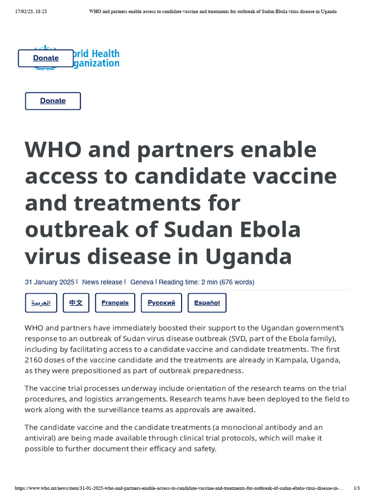 WHO and Partners Enable Access To Candidate Vaccine and Treatments For ...