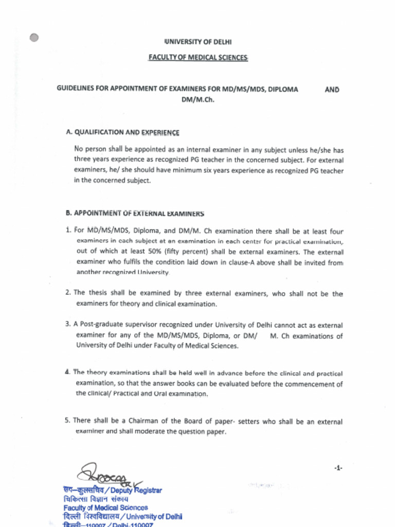 Guidelines For Appointment of Examiners For MD MS MDS, DIPLOMA and DM M ...