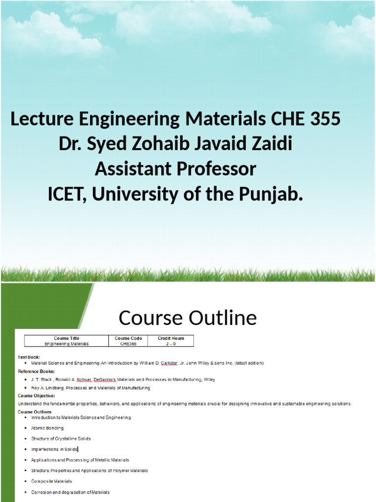 Lec 1 Dr Zaidi Che355 Icet Clo Plo | PDF | Materials Science | Metals