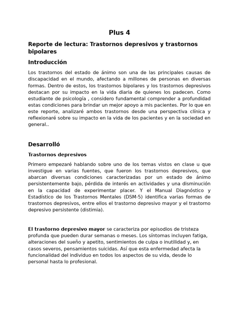 Plus 4 | PDF | Desorden bipolar | Depresión (estado de ánimo)