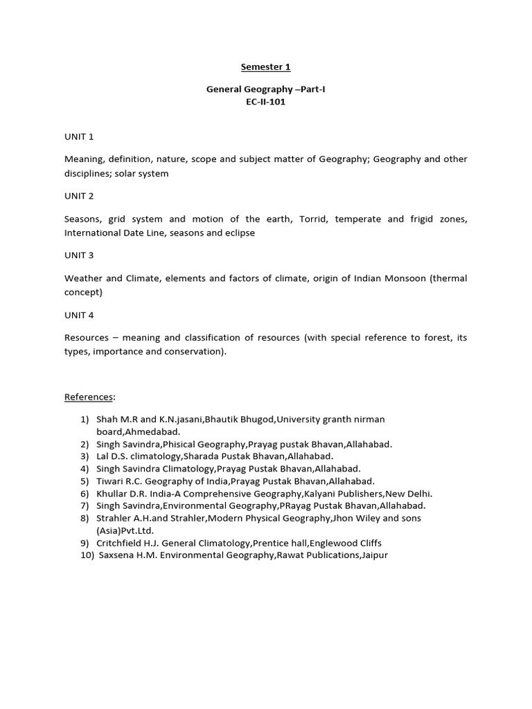 ADDED Syllabus UG Geography 2018-19 | PDF | Earth Sciences | Physical Geography