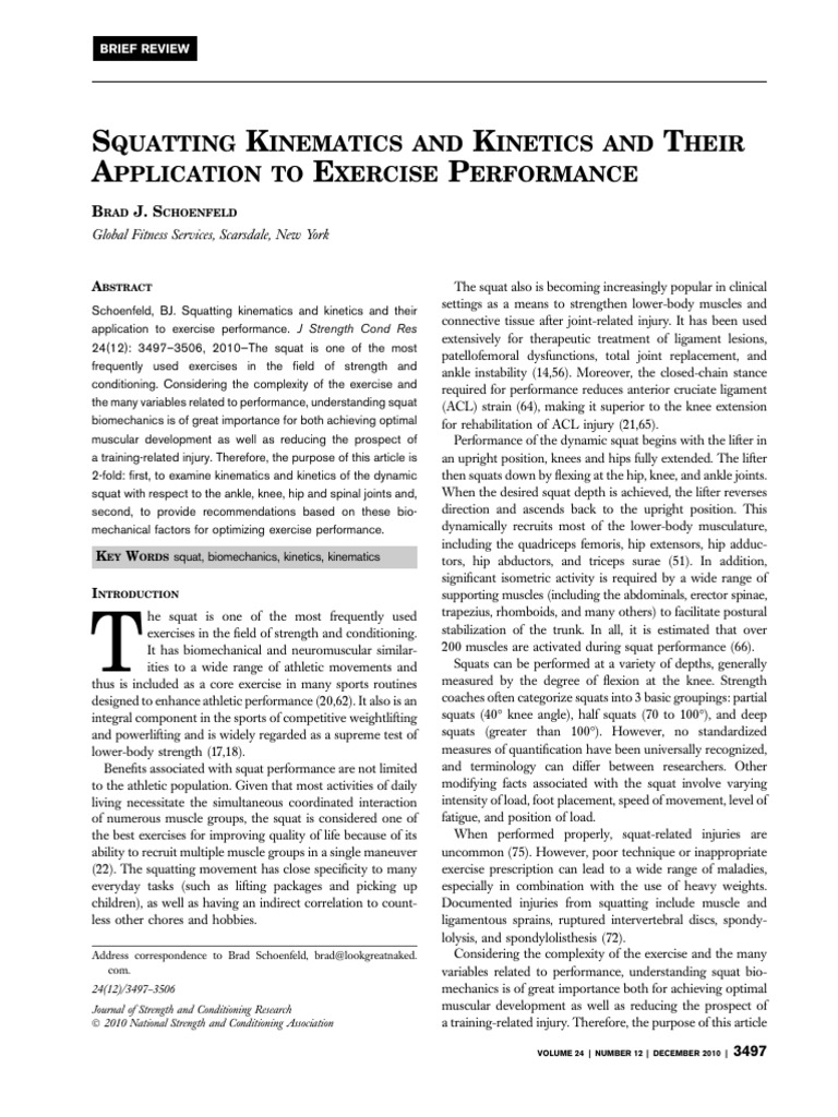Squatting Kinematics and Kinetics and Their Application To Exercise Performance | PDF | Knee ...