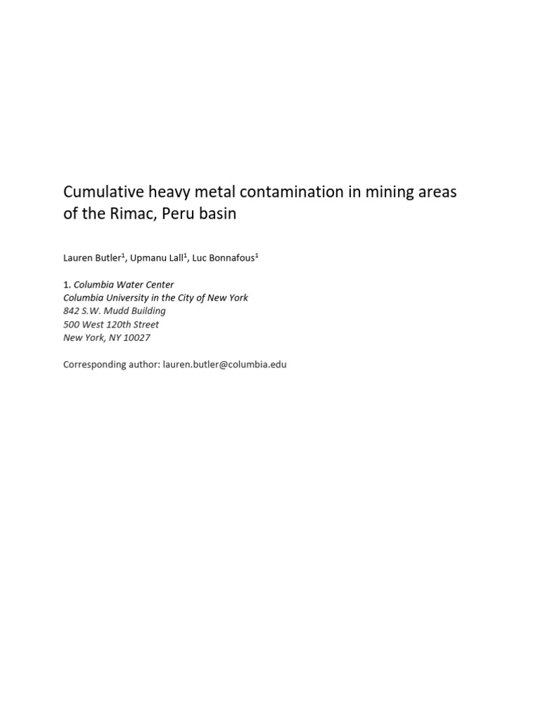 Heavy Metal Contamination in Rimac Basin | PDF | Water Quality | Percentile