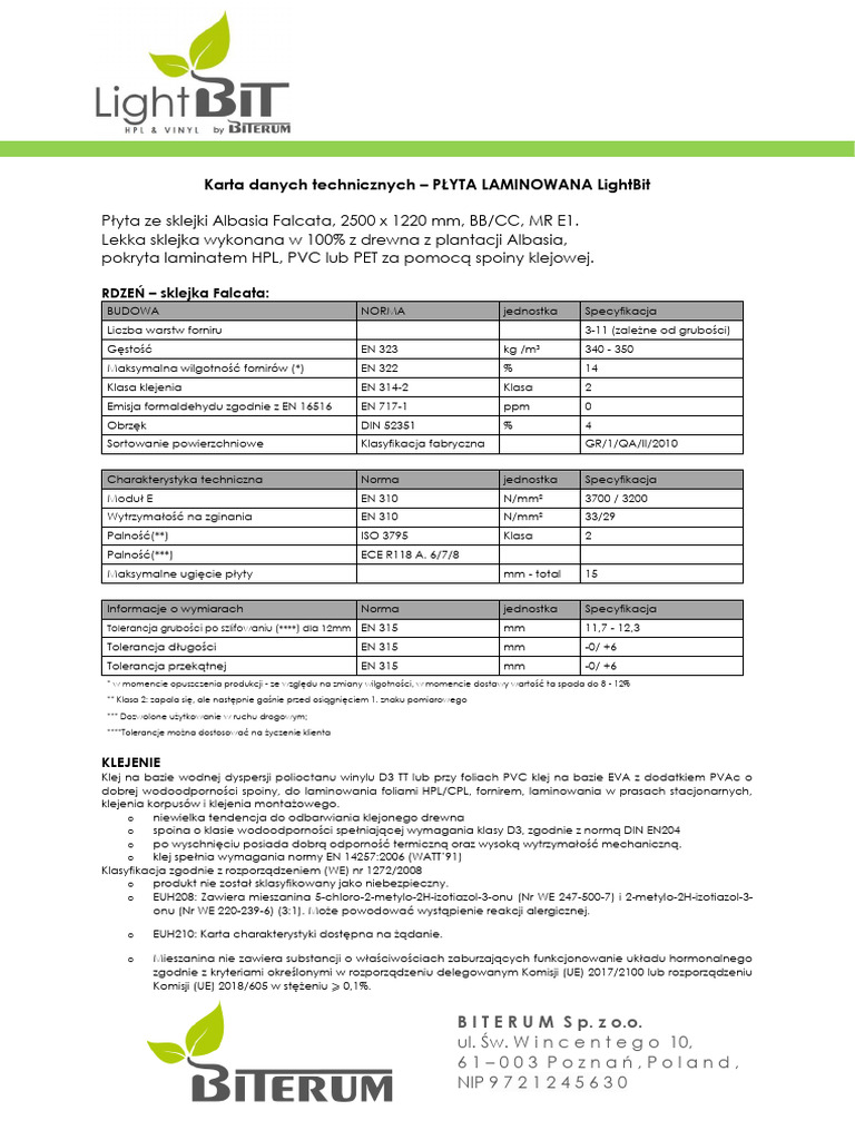 Biterum Karta Techniczna LIGHTBIT Waga | PDF