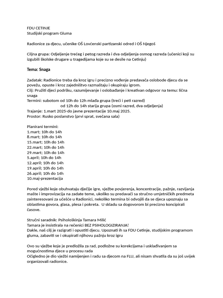 Radionica SP Gluma | PDF