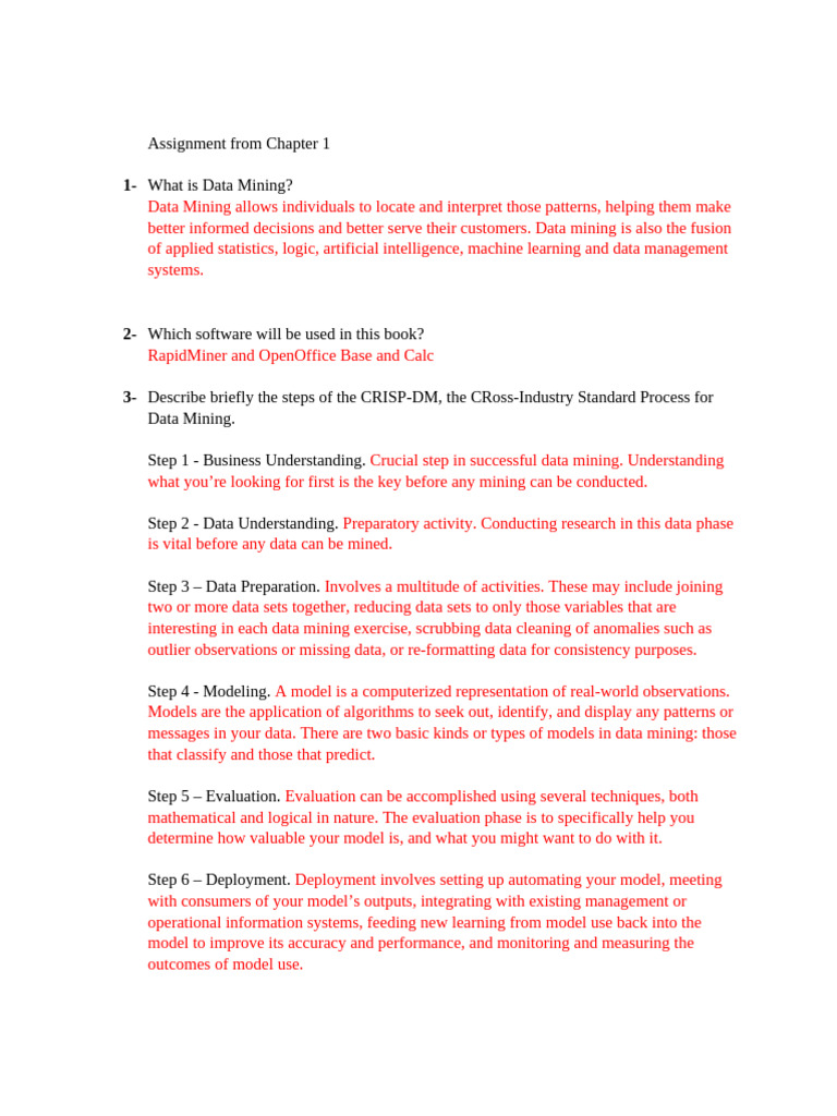 Assignment From Chapter 1 | PDF