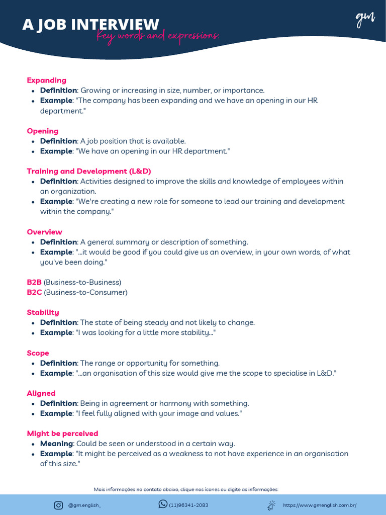 Job Interview - Audio 1 - Vocabulary | PDF | Job Interview | Applied ...