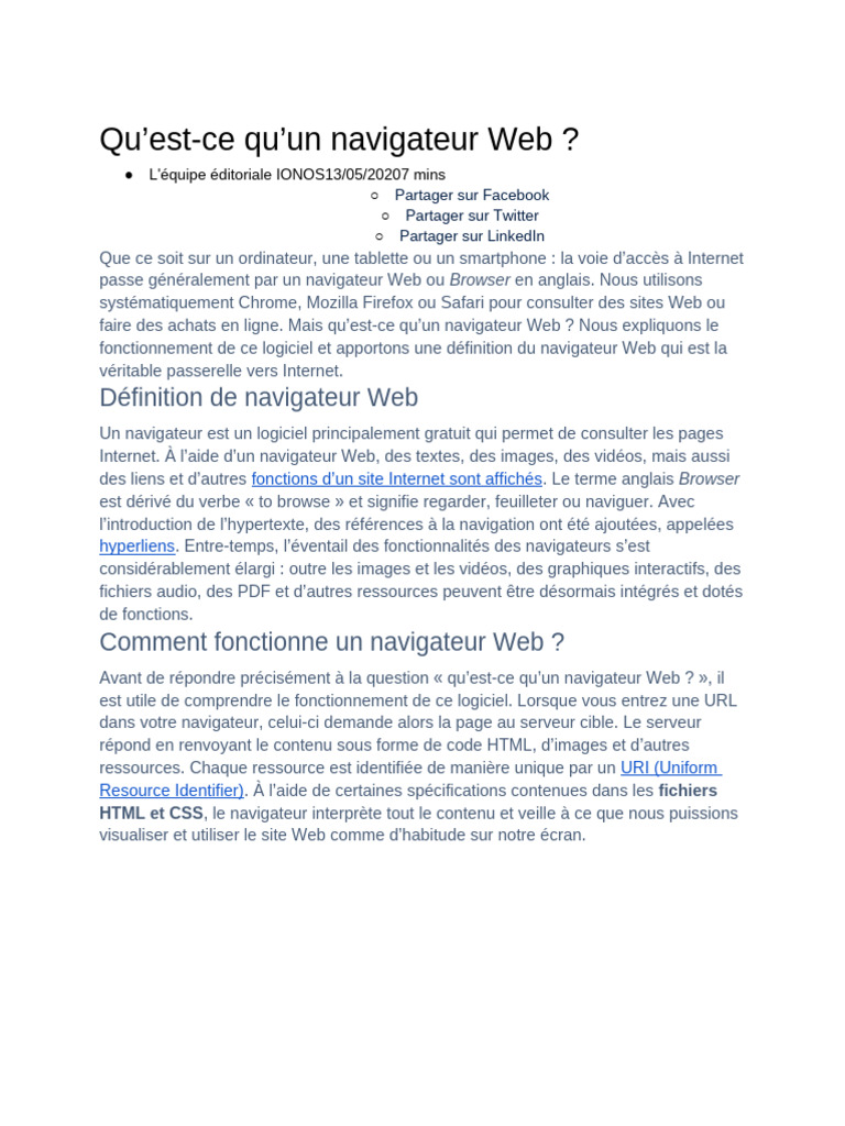 Qu’Est-ce Qu’Un Navigateur Web | PDF | Internet | Internet et Web