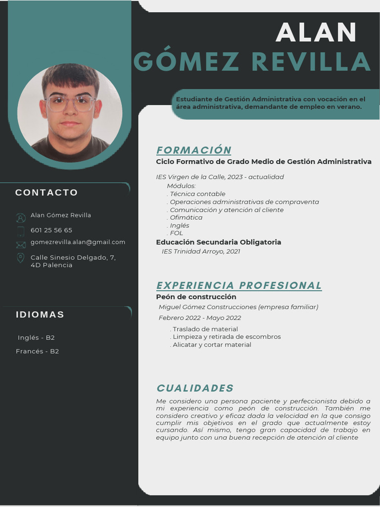 CV de Alan Gómez Revilla - Gestión Administrativa | PDF