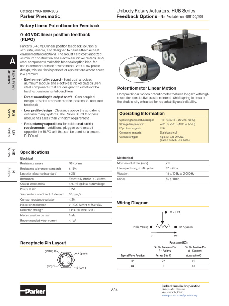 Rotary Liner Potentiometer | PDF | Electrical Connector | Actuator