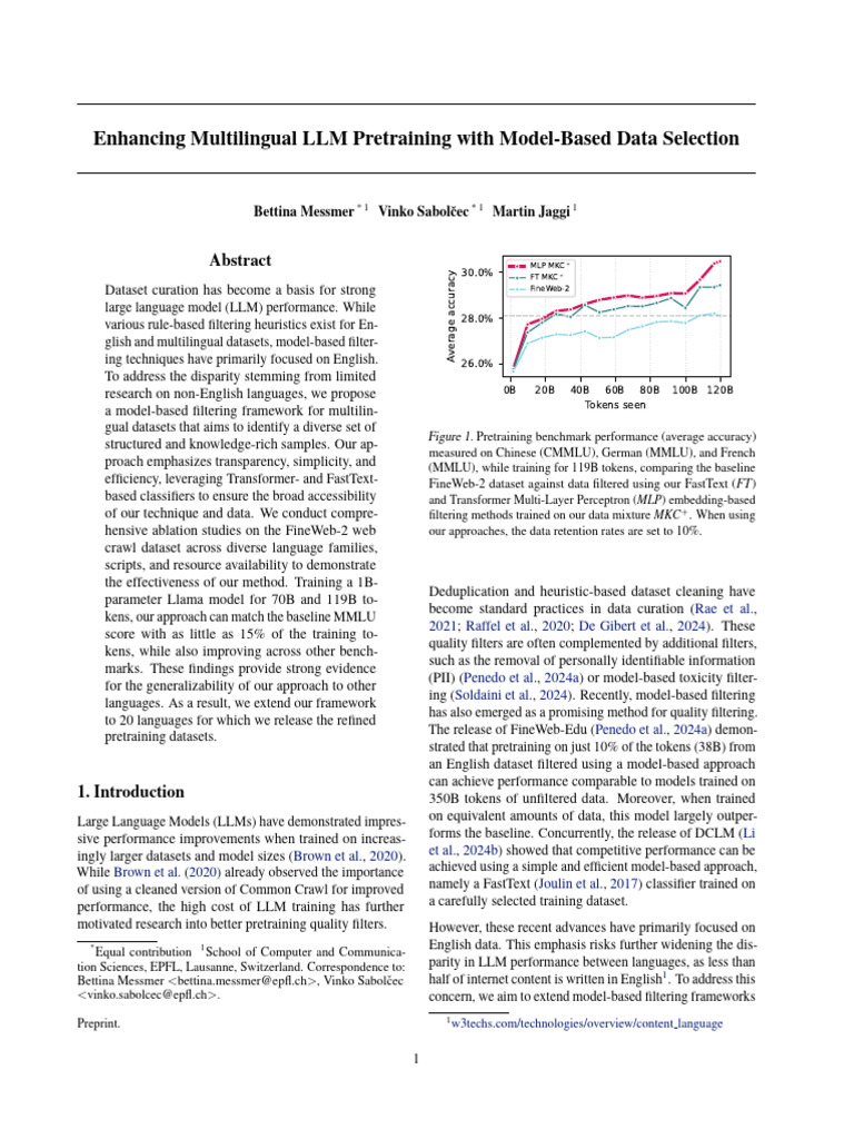 Enhancing Multilingual LLM Pretraining With Model-Based Data Selection | PDF | Applied ...