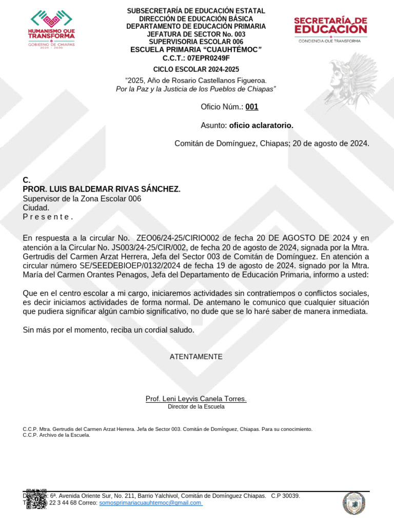 Formato DD Oficios 24-25 | PDF | Chiapas | Escuelas