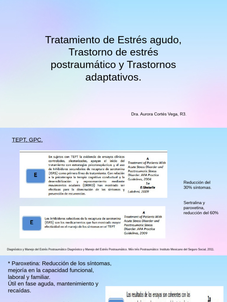 Tratamiento de Estrés Agudo, Trastorno de Estrés Postraumático y ...