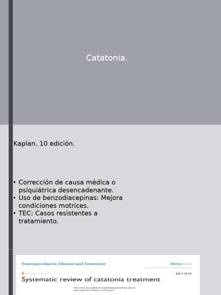 Catatonia, tratamiento | PDF | Enfermedades y trastornos humanos | Medicina CLINICA