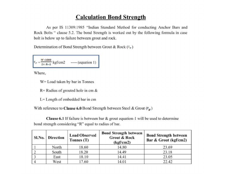 Bond Strength Calculation | PDF