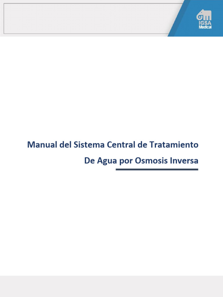 MANUAL OSMOSIS INVERSA IGSA | PDF | Ósmosis | Agua