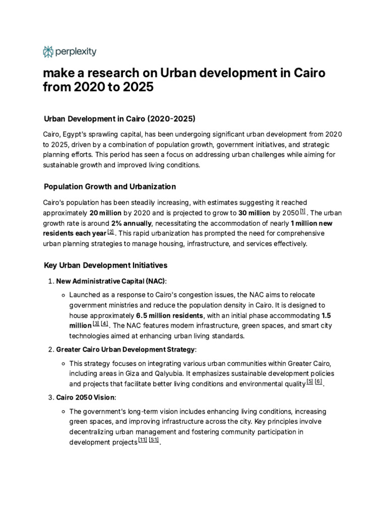 make a research on Urban development in Cairo from | PDF | Urban Sprawl ...
