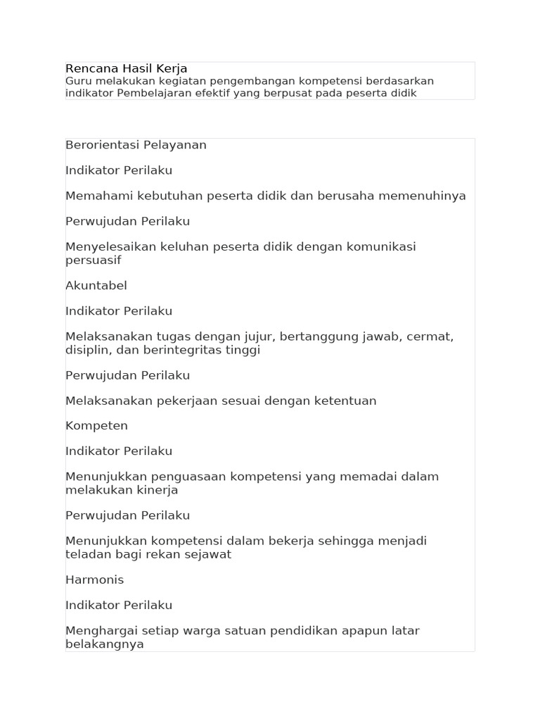 Rencana Hasil Kerja | PDF