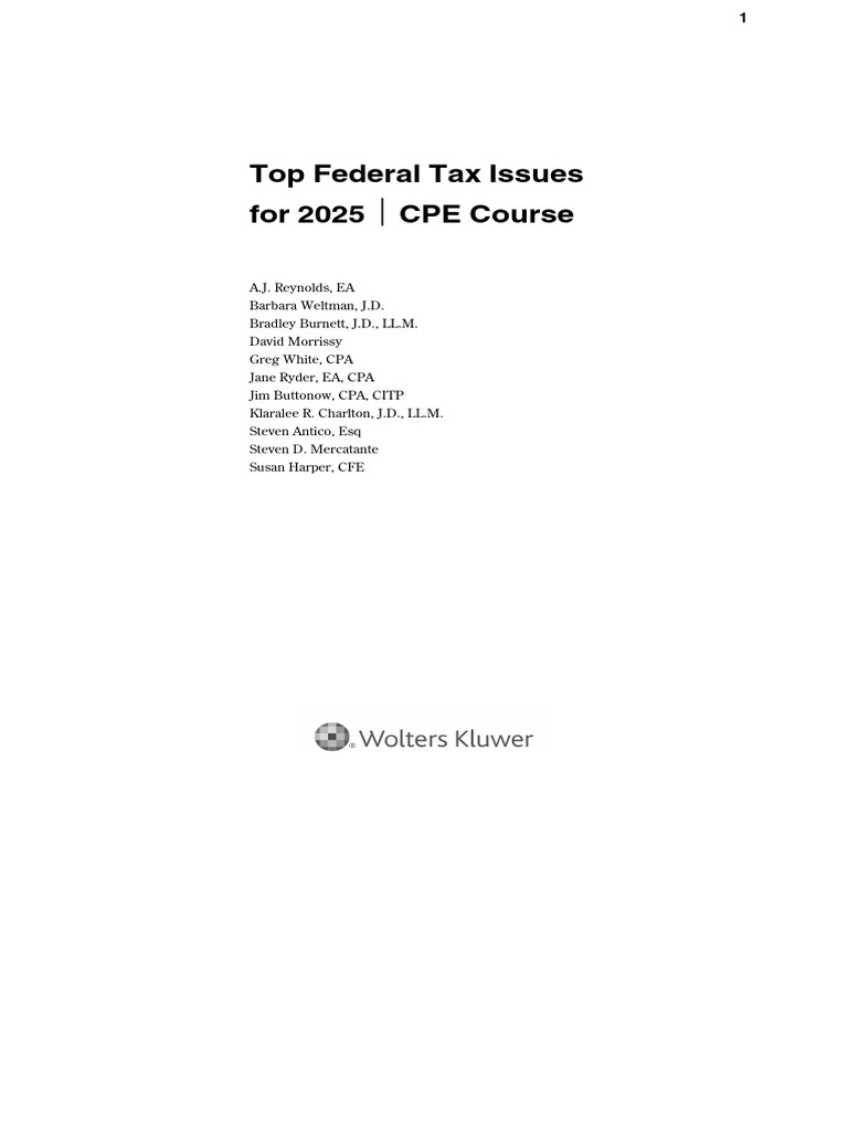TOIBK Top Federal Tax Issues For 2025 CPE Course | PDF | Internal Revenue Service | Taxes