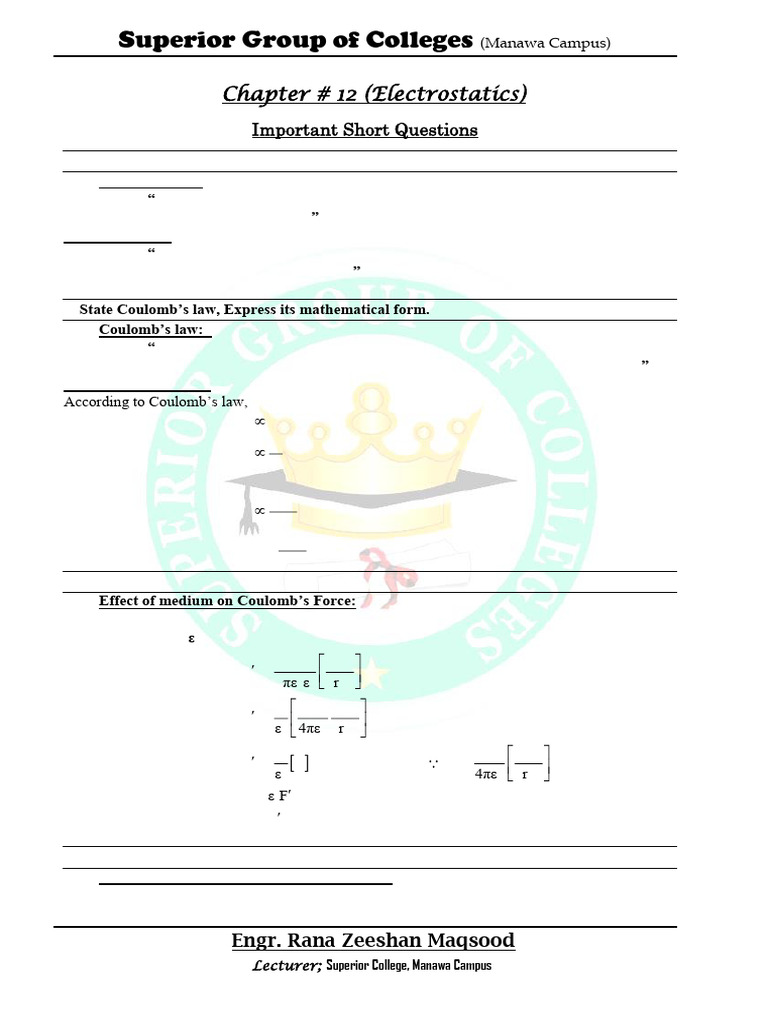 Chapter 12 (Electrostatics) | PDF | Capacitance | Dielectric