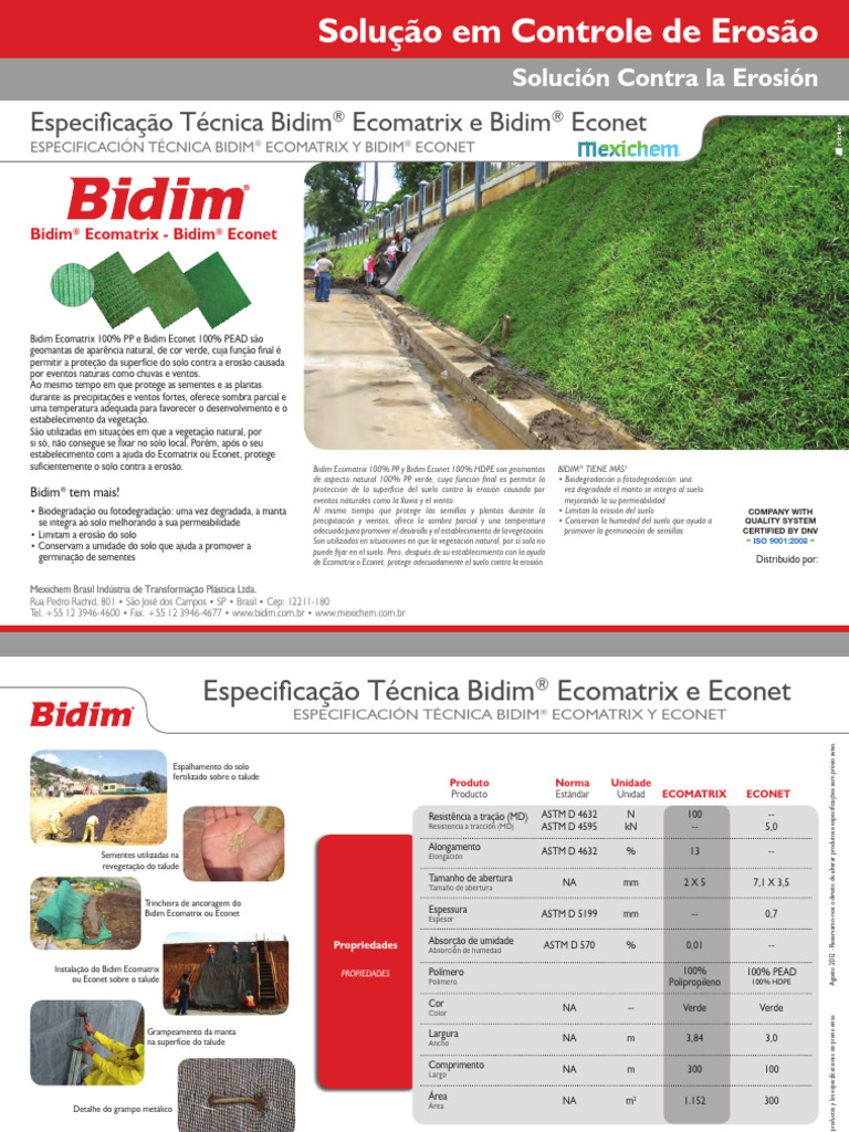 Ficha Técnica - Bidim Ecomatrix e Econet | PDF | Solo | Geociências
