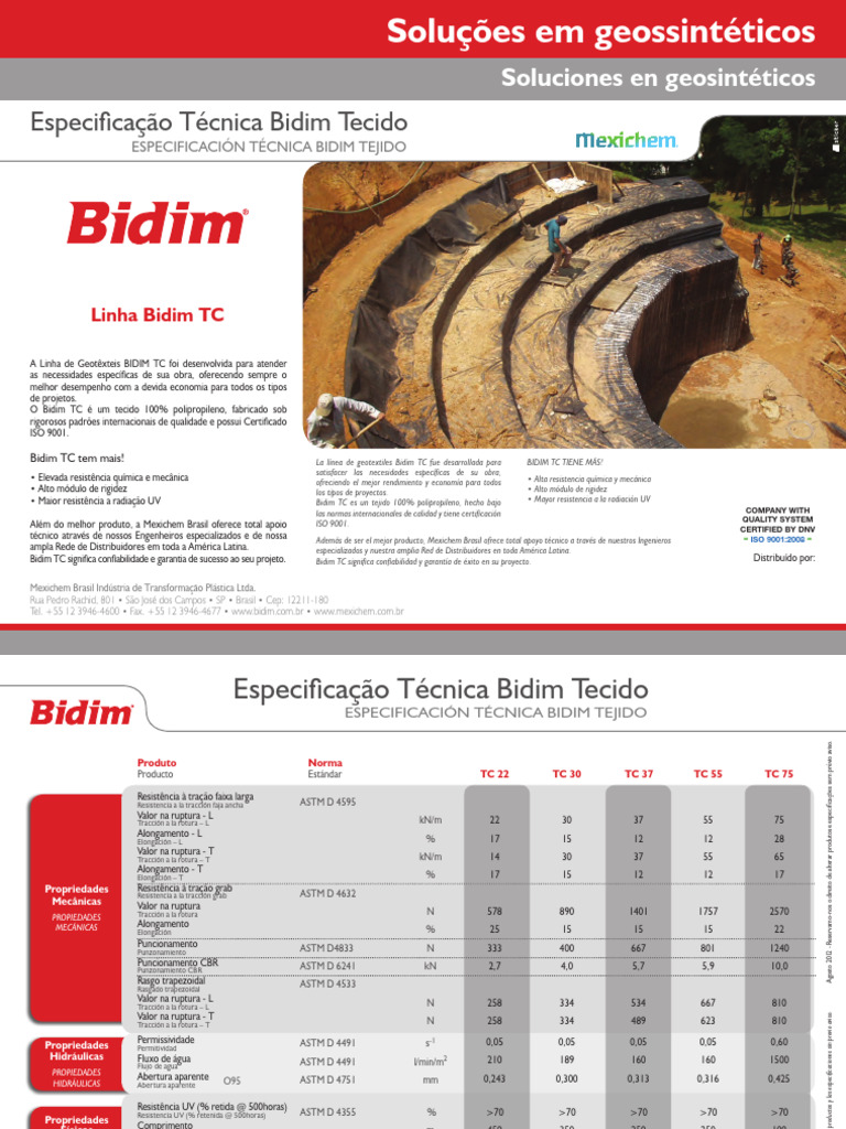Ficha técnica - Bidim TC | PDF | Ciencias fisicas | Ingeniería mecánica