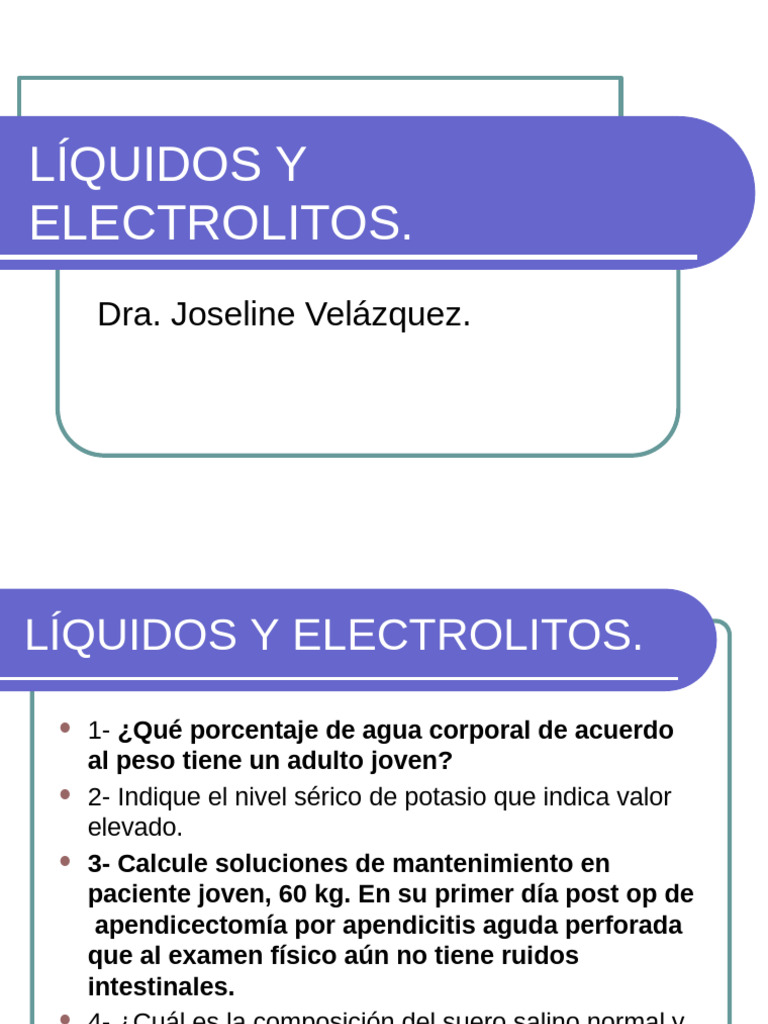 Líquidos y Electrolitos Tema 1.3 Primera Parte | PDF