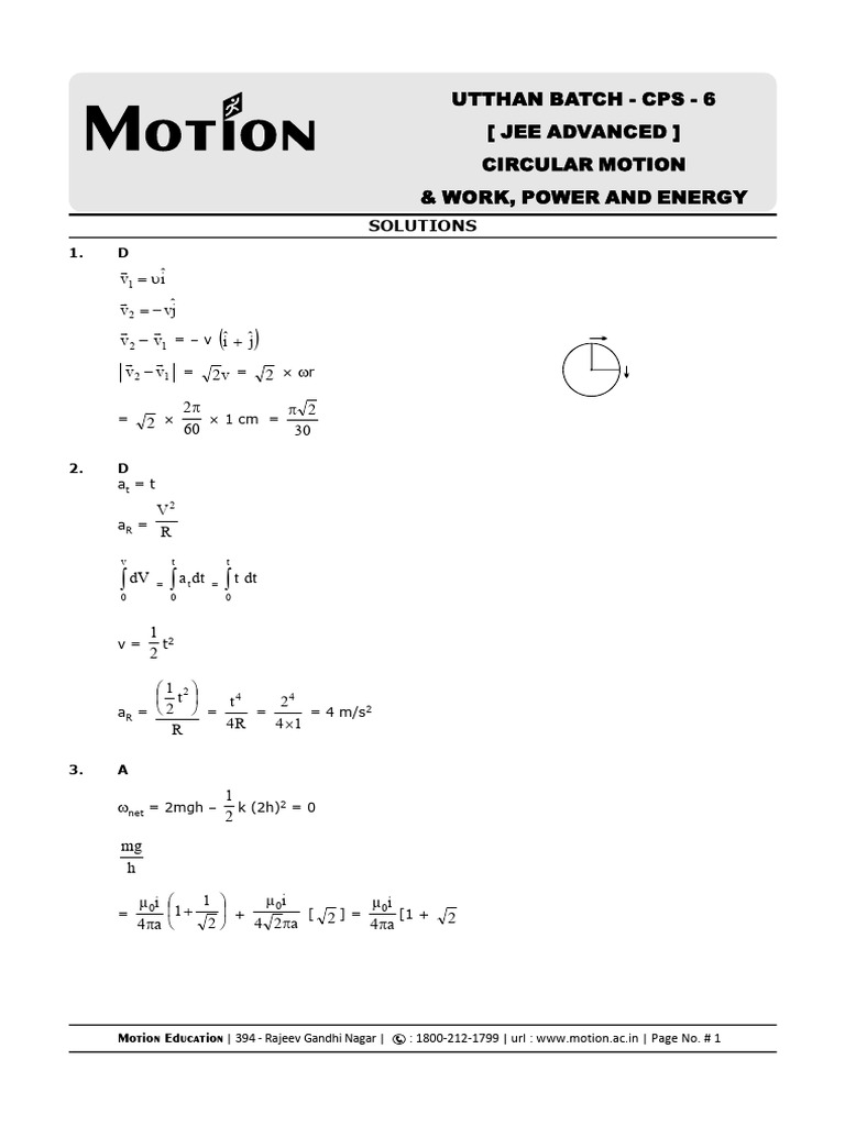 CPS-6 Circular & WPE Solutions | PDF | Classical Mechanics | Physics