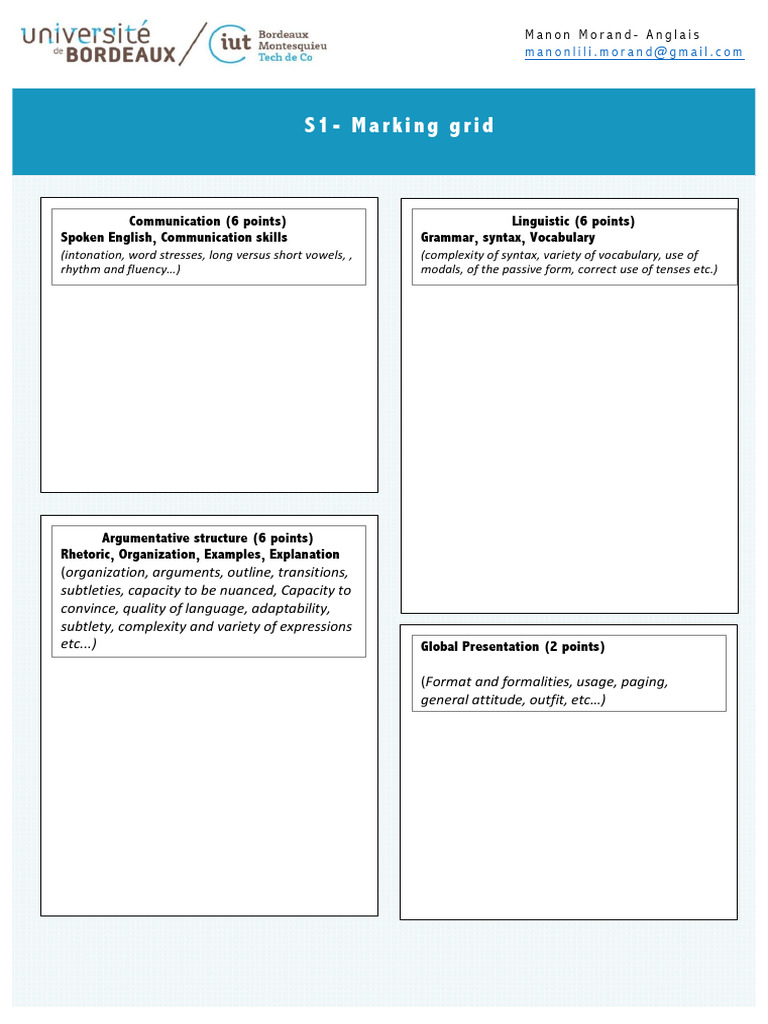 S1-Marking Grid | PDF