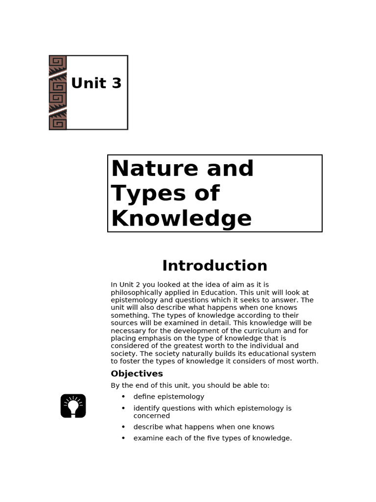 Epistemology and Types of Knowledge | PDF | Knowledge | Epistemology