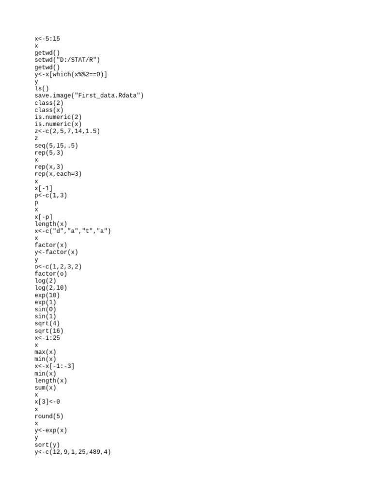 R Programming Basics and Functions | PDF