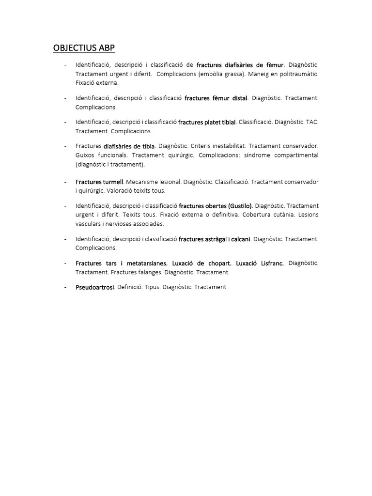 Objectius Abp Trauma Eeii | PDF