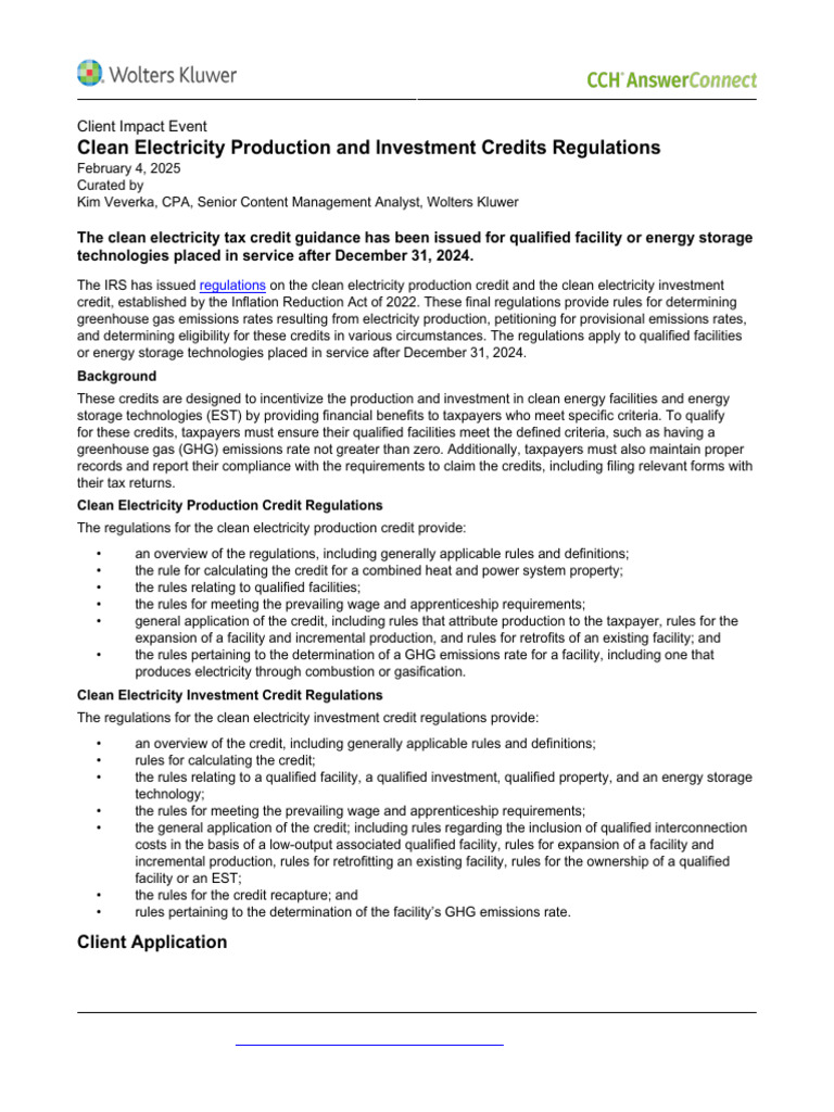 Clean Electricity Tax Credit Regulations | PDF | Sustainable Energy