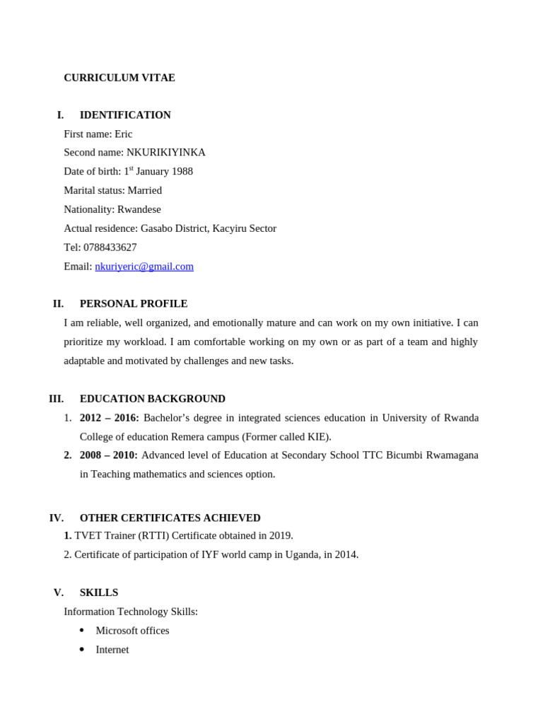 Eric_CURRICULUM VITAE | PDF | Learning