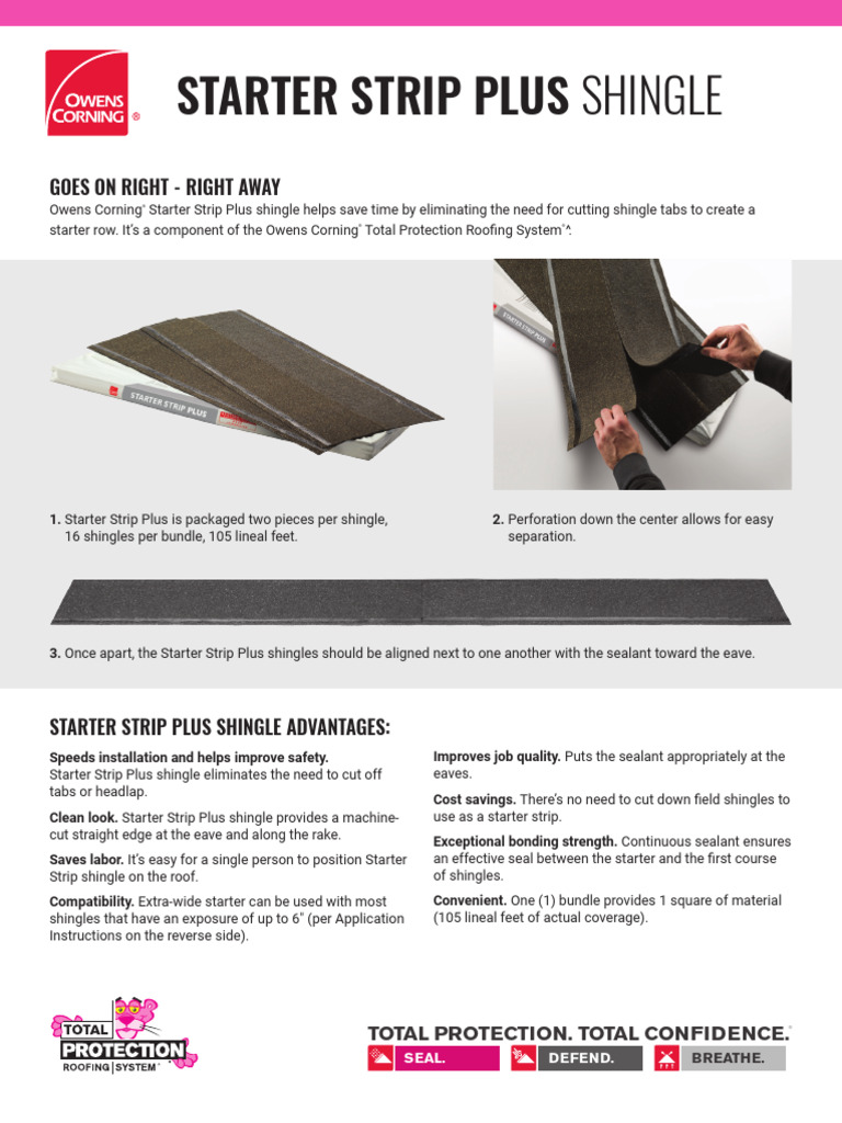 OC - Starter Strip Plus - Install | PDF | Roof | Building Materials